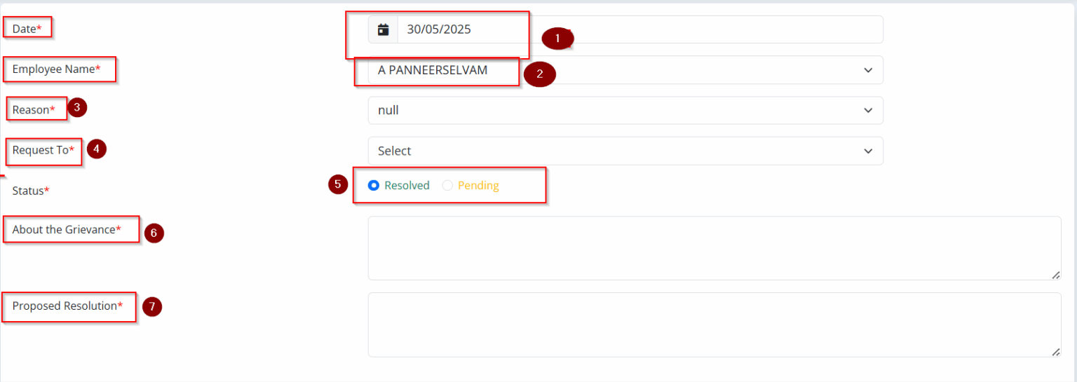 Grievance List – Help Portal